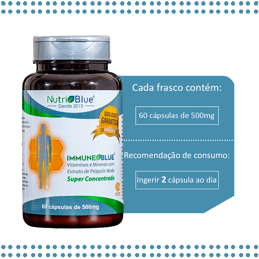 Promoção 4 Frascos - Immune Blue - Vitaminas e Minerais com Extrato de ...